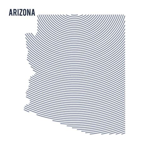 Vector Abstract Hatched Map Of Of State Of Arizona With Curve Lines Isolated On A White