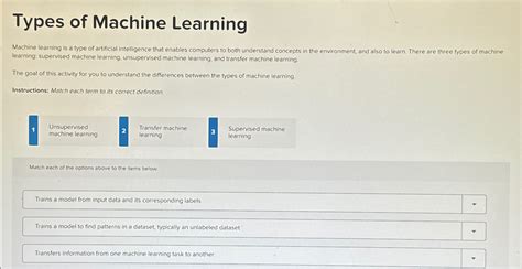 Solved Types Of Machine Learningmachine Learning Is A Type