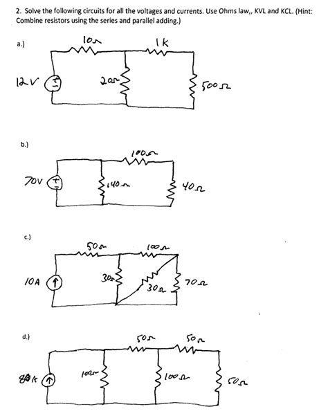 Solved Solve The Following Circuits For All The Voltages And Chegg