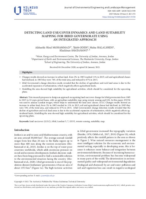 Pdf Detecting Land Use Cover Dynamics And Land Suitability Mapping For Irbid Governorate Using