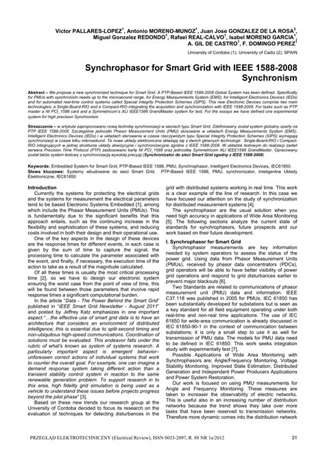 Pdf Synchrophasor For Smart Grid With Ieee 1588 2008 Synchronism