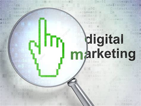 Marketing Concept Mouse Cursor And Digital Marketing With Optical Glass