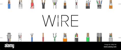 Wire Cable Technology Connection Icons Set Vector Stock Vector Image And Art Alamy