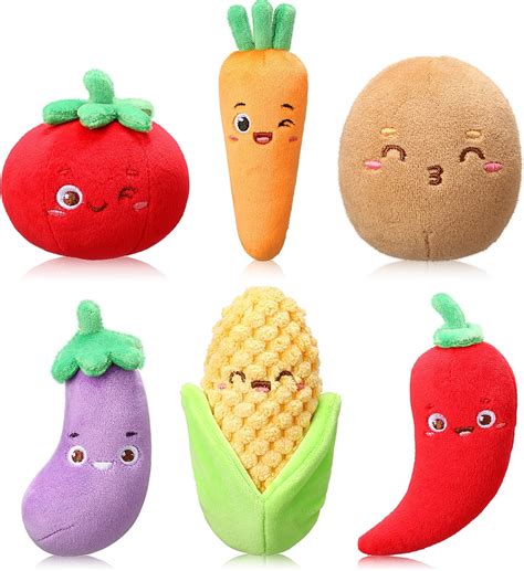 Aoriher 6 Pcs Vegetable Plush Bulk Colorful Cute Stuffed