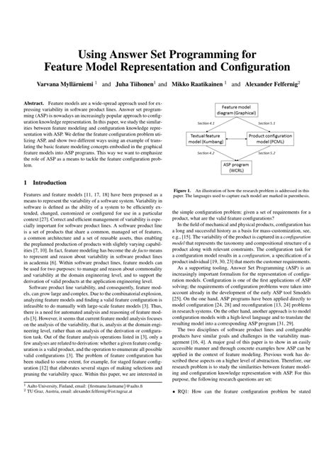 pdf using answer set programming for feature model representation and