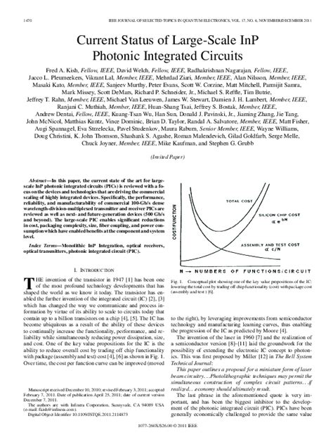 Pdf Current Status Of Large Scale Inp Photonic Integrated Circuits