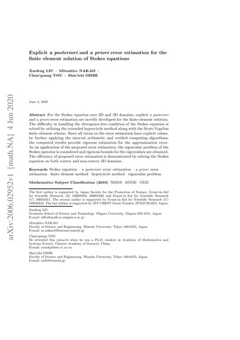 PDF Explicit A Posteriori And A Priori Error Estimation For The Finite Element Solution Of