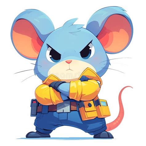 A Clever Mouse Sanitation Worker Cartoon Style Stock Vector
