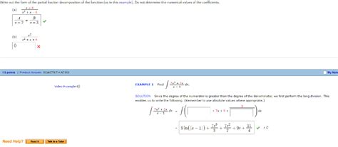 Solved Write Out The Form Of The Partial Fraction