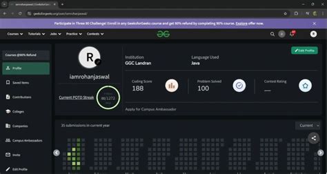 Rohan Jaswal On Linkedin Codingjourney Geeksforgeeks Problemsolving Keeplearning