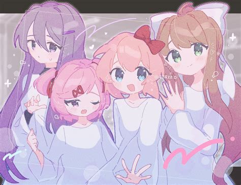 Monika Natsuki Yuri And Sayori Doki Doki Literature Club Drawn By Anzen Robo Zz Danbooru