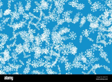 Blue Frozen Snowflake Pattern With Falling Snowflakes Wallpaper Stock Photo Alamy