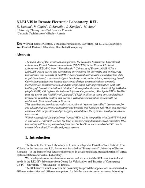 Pdf Ni Elvis In Remote Electronic Laboratory Rel