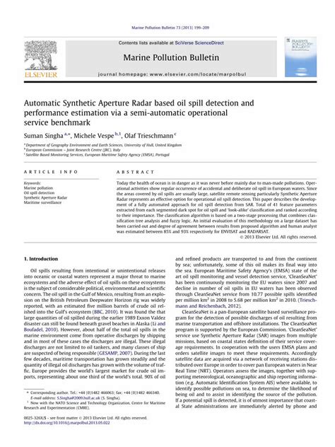 pdf automatic synthetic aperture radar based oil spill detection and