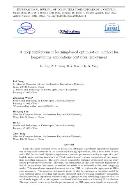 Pdf A Deep Reinforcement Learning Based Optimization Method For Long