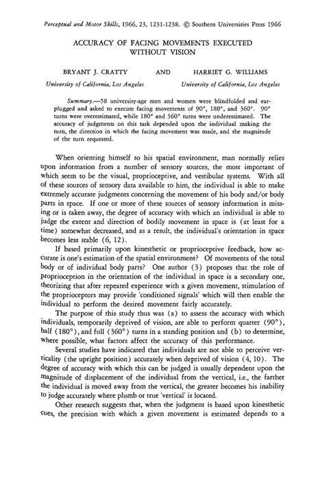 Accuracy Of Facing Movements Executed Without Vision Request Pdf