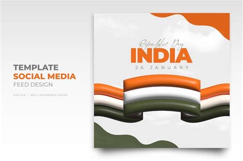 인도 공화국의 날 소셜 미디어 템플릿 디자인 프리미엄 Psd 파일