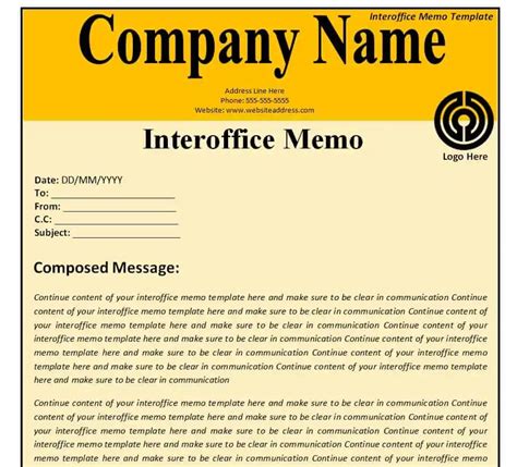 15 Official Interoffice Memo Templates And Formats [pdf Word] Word