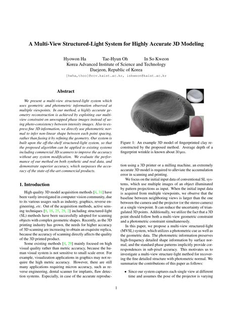 Pdf A Multi View Structured Light System For Highly Accurate 3d Modeling