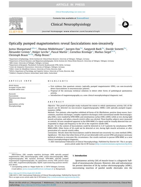 Pdf Optically Pumped Magnetometers Reveal Fasciculations Non Invasively