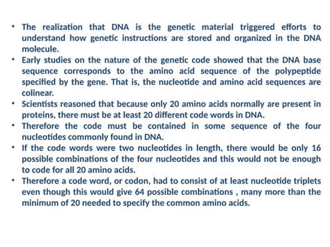Deciphering The Genetic Code And Its Features Pptx