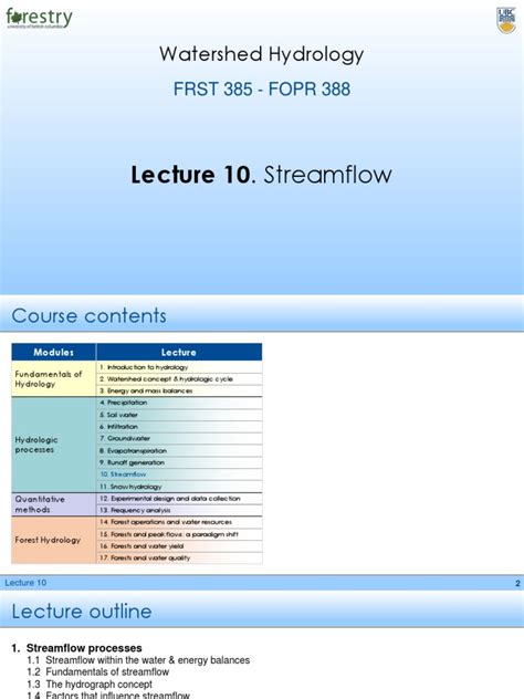 Lecture 10 Streamflow Pdf Hydrology Discharge Hydrology