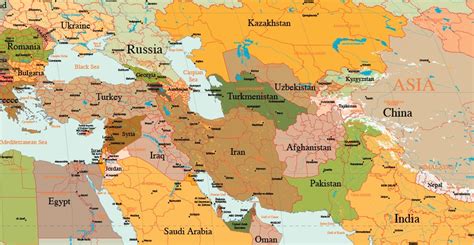 Map Of Central Asia And Middle East