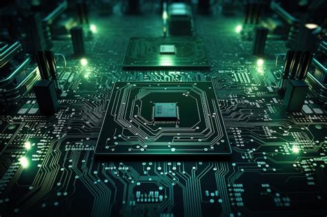 Premium Vector D Rendering Of Futuristic Microchip Processor With Lights On The Blue And Cyan