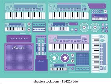 Vector Set Colorful Synthesizer Keys Knobs Stock Vector Royalty Free Shutterstock