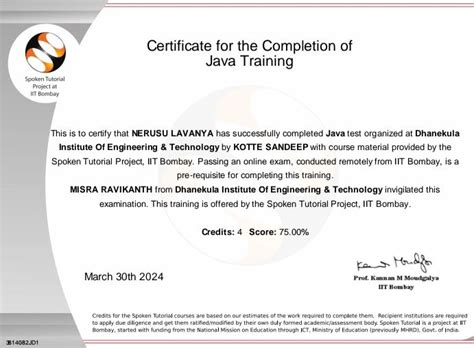 Completed Java Training By Spoken Tutorial Lavanya Nerusu Posted On The Topic Linkedin