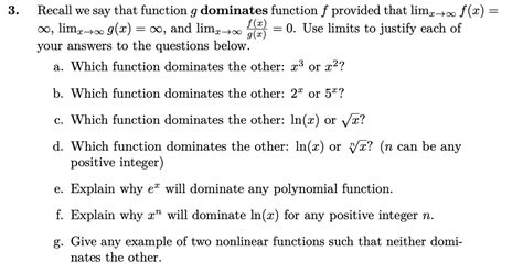 Solved Recall We Say That Function G Dominates Function F Chegg