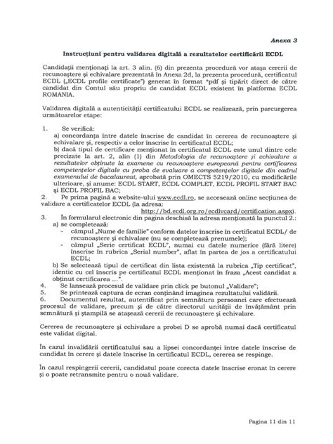 instructiuni validare ecdl pdf