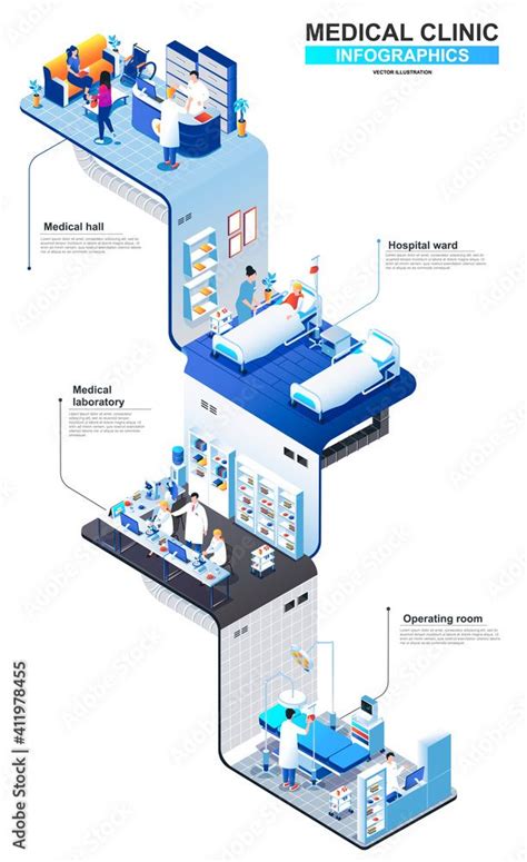 Medical Clinic Modern Isometric Infographics 3d Isometry Graphic Design With Hospital Ward