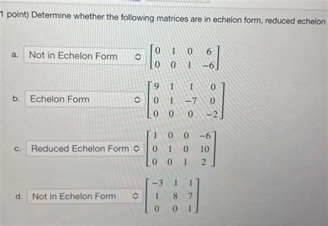 Solved 1 Point Determine Whether The Following Matrices Are