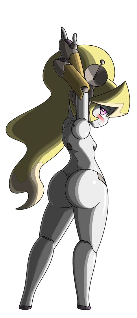 Rule 34 Android Blonde Hair Blush Cyborg Female Looking At Viewer Nude Pink Eyes Pivot Pivot