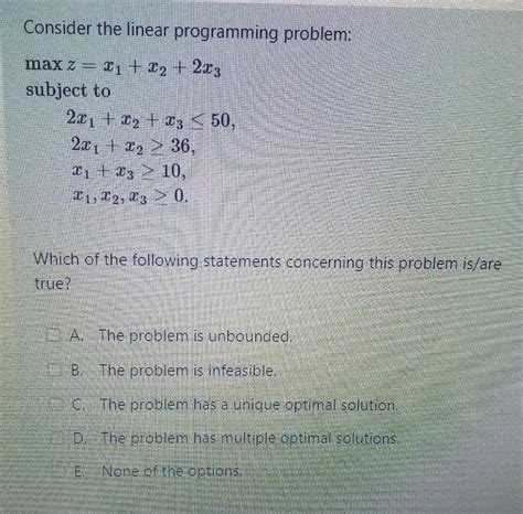 Solved Consider The Linear Programming Problem Chegg