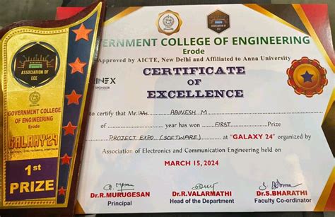 Abinesh M On Linkedin Iam Happy To Share The I Had Won A 🥇 1st Prize