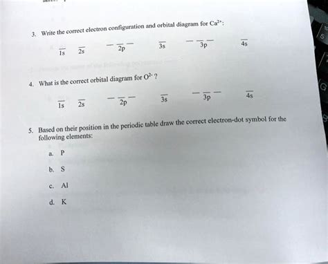 Solved Configuration And Orbital Diagram For Ca Write The Correct