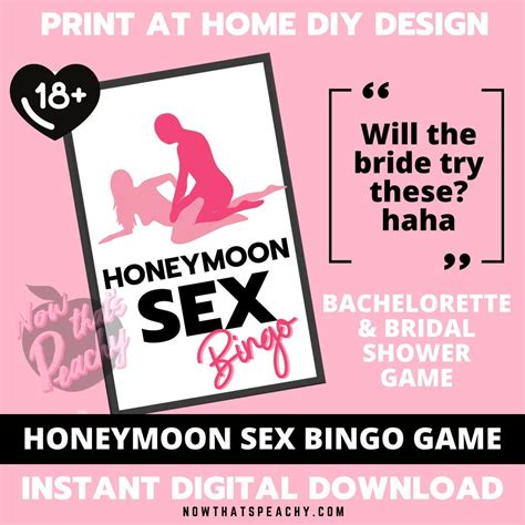 Honeymoon SEX Position BINGO Game Printable Download Bachelorette Hen Parties Bridal Shower