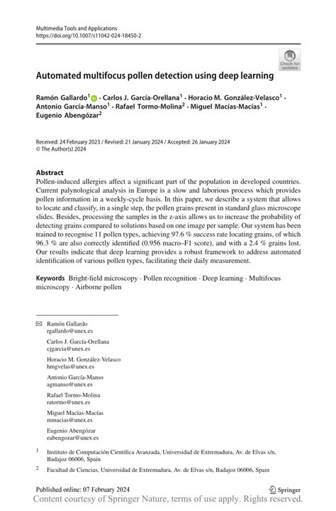 Pdf Automated Multifocus Pollen Detection Using Deep Learning