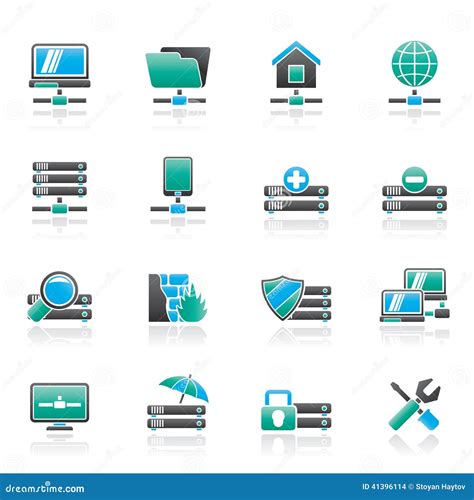 server hosting and internet icons stock vector illustration of