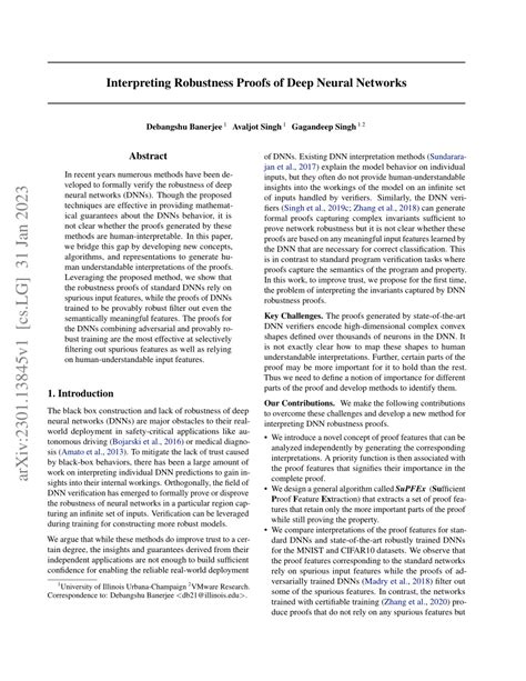 Pdf Interpreting Robustness Proofs Of Deep Neural Networks