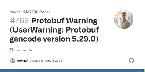 Protobuf Warning Userwarning Protobuf Gencode Version 5290 · Issue 763 · Mavlinkmavsdk