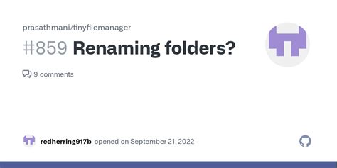 Renaming Folders · Issue 859 · Prasathmanitinyfilemanager · Github