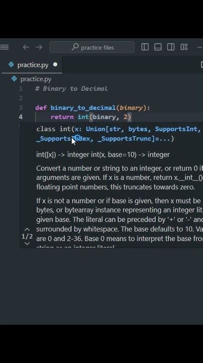 Binary To Decimal Python Pythonprogrammingcodinglearnpython Pythonforbeginners Youtube