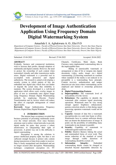 Pdf Development Of Image Authentication Application Using Frequency