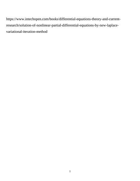 Pdf Solution Of Nonlinear Partial Differential Equations By New