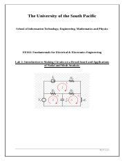 EE LAB Docx The University Of The South Pacific Babe Of Information Technology