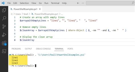 How To Remove Empty Lines From An Array In Powershell