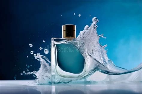 Perfume Bottle In Water Splash Created With Generative Ai Technology Stock Illustration